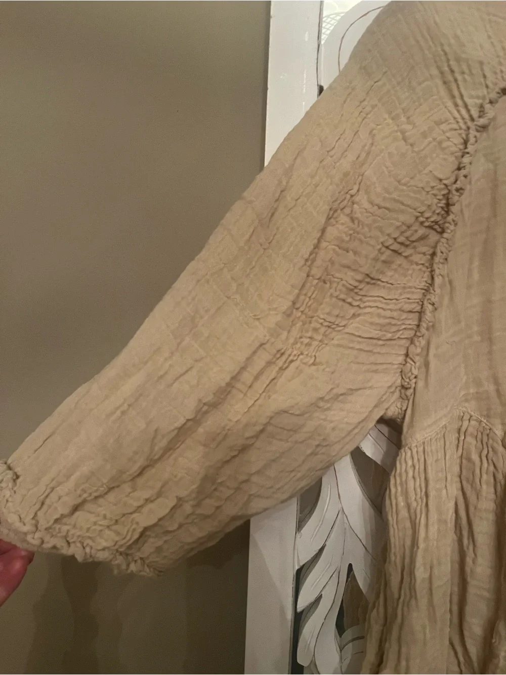 Free People | Tops | Free People Beige Crinkled Peasant Tunic Top ...